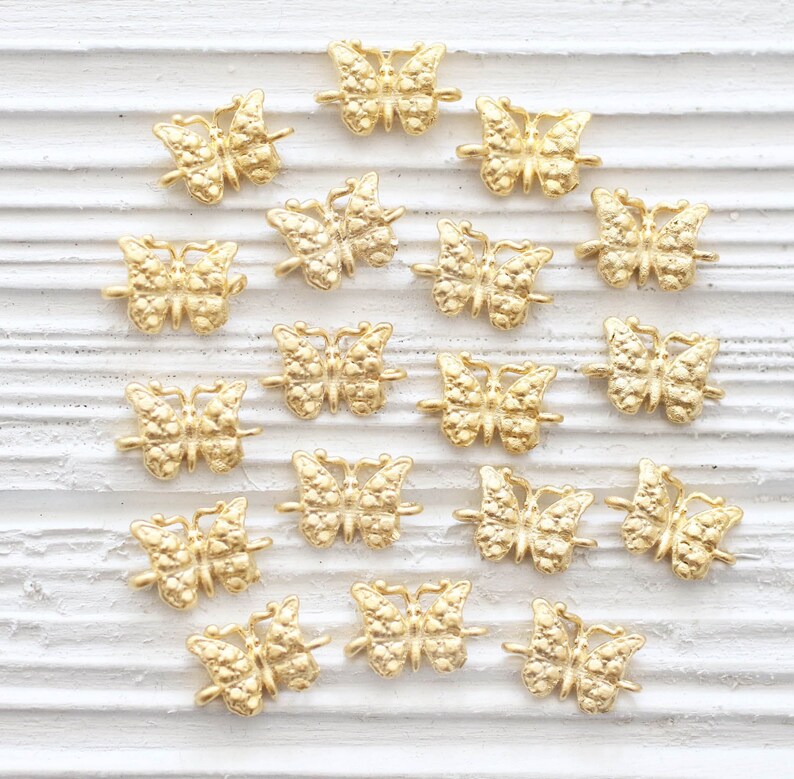 10pc Gold Butterfly Charm Butterfly Connector Gold | Etsy
