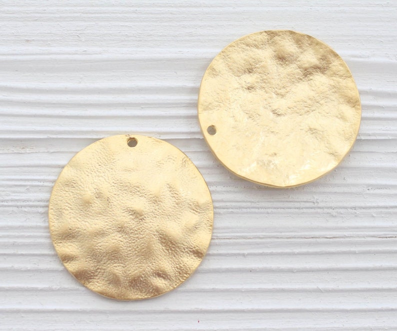 Hammered Gold Pendant Large Round Pendant Metal Necklace - Etsy