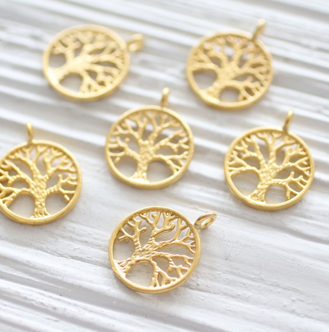 2pc Tree of Life Pendant, Tree of Life Charm Gold, Filigree Tree ...