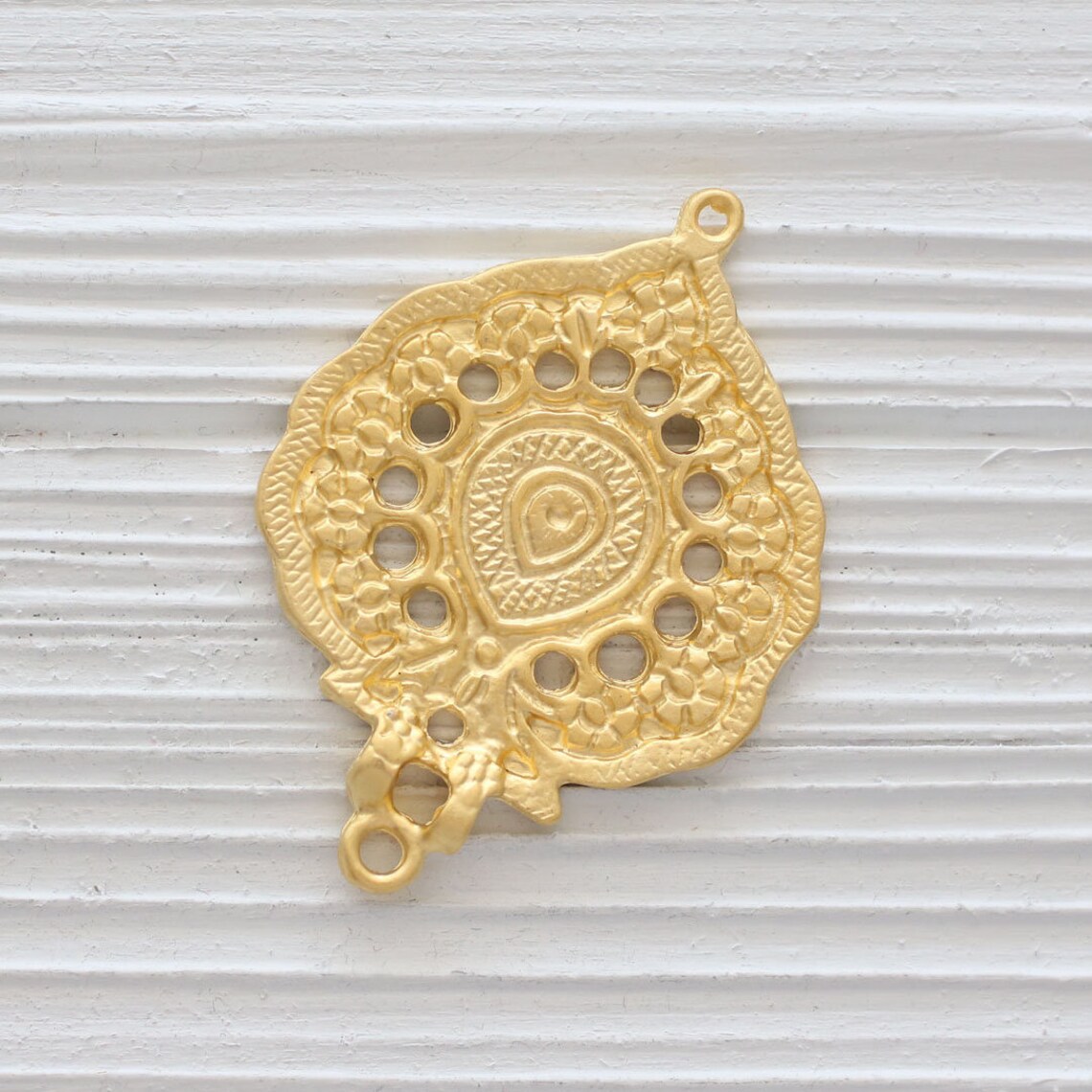 Gold Pendant Connector, Large Gold Rustic Connector, Teardrop Pendant ...