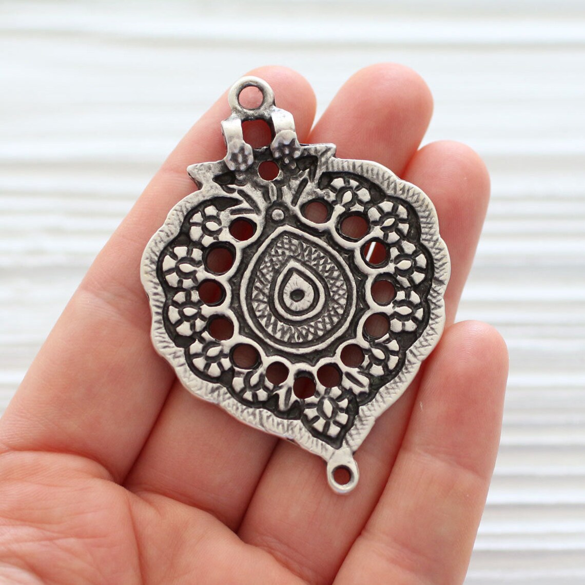 Silver Pendant Connector Large Rustic Connector Silver - Etsy