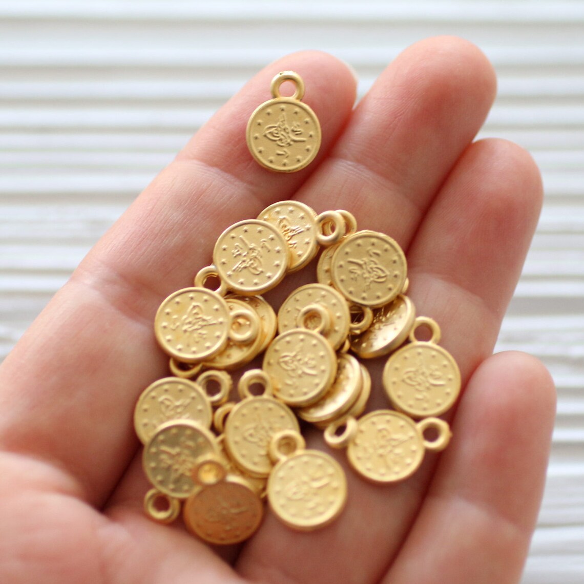 10pc Matte Gold Coins Disc Beads Metal Coins Mini Coin - Etsy