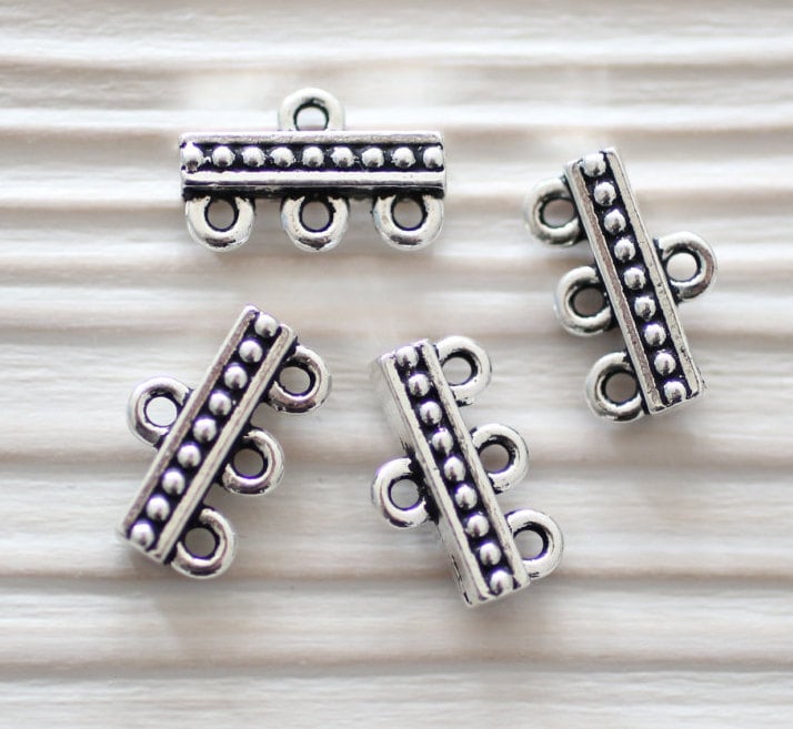 4pc antique silver jewelry connector, multi strand connector ...