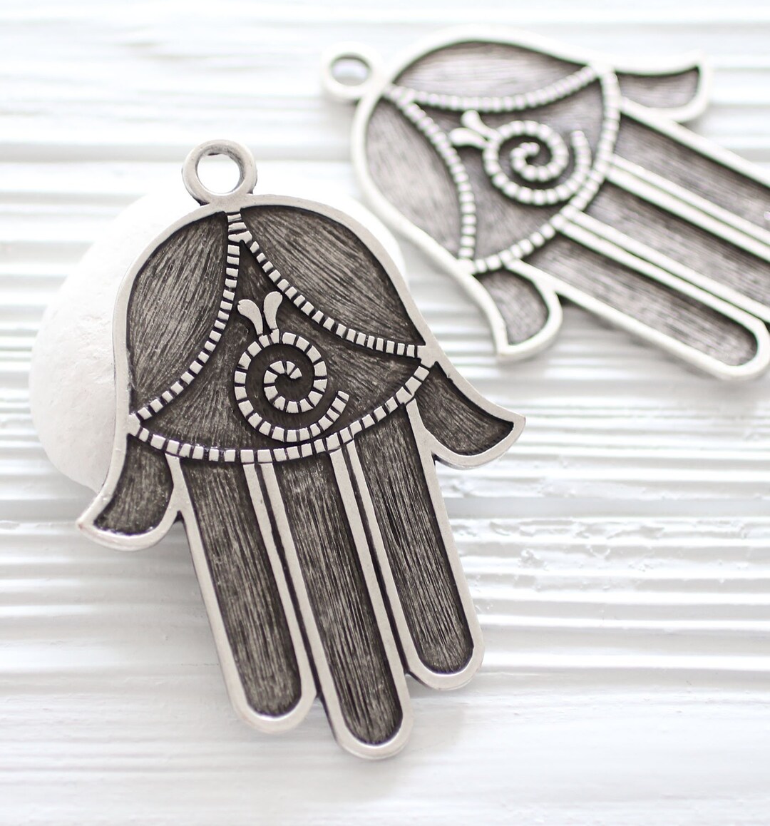 Silver Hamsa Pendant, Large Hamsa, Silver Pendants, Hamsa Medallion ...