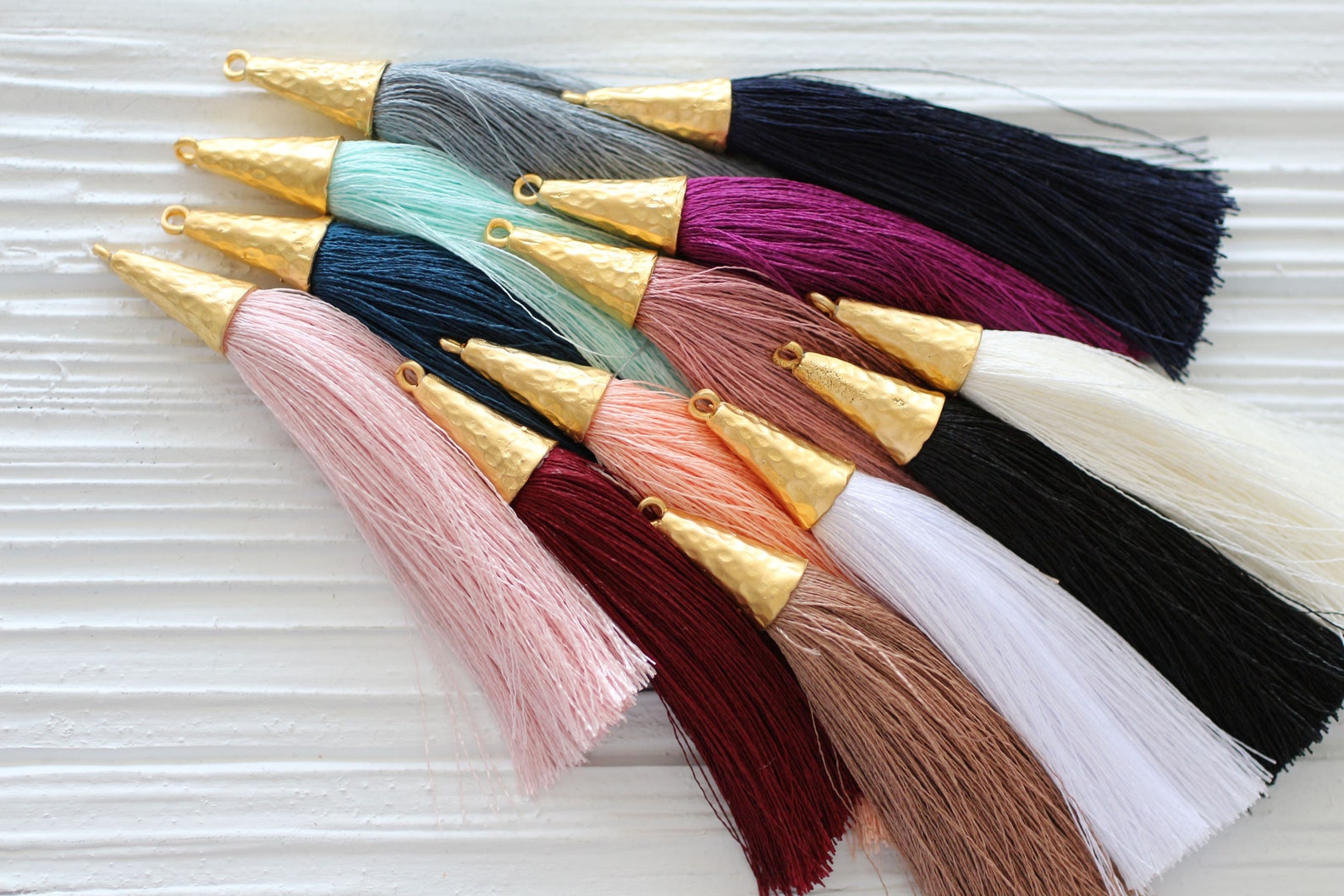 Navy Tassel Gold Cap Navy Silk Tassel Large Tassels Tassel | Etsy