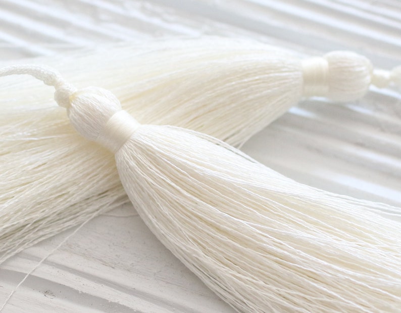 Ivory Silk Tassel Pearl Tassel Large Tassels Jewelry | Etsy