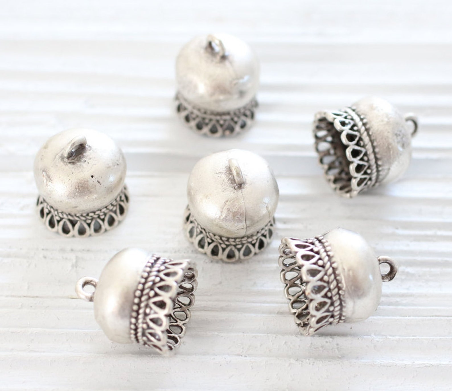 2pc Silver Large Tassel Caps Bead Cones Large Bead Caps - Etsy
