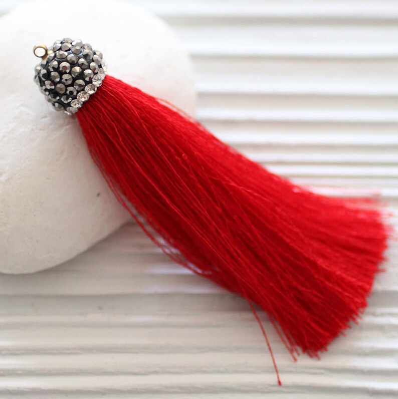 Red Tassel With Rhinestone Cap Red Silk Tassel Tassel - Etsy