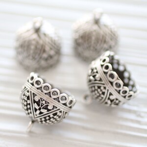 2pc Large Silver Tassel Cap With Loops, Bead Caps, Bead Cones, Silver ...