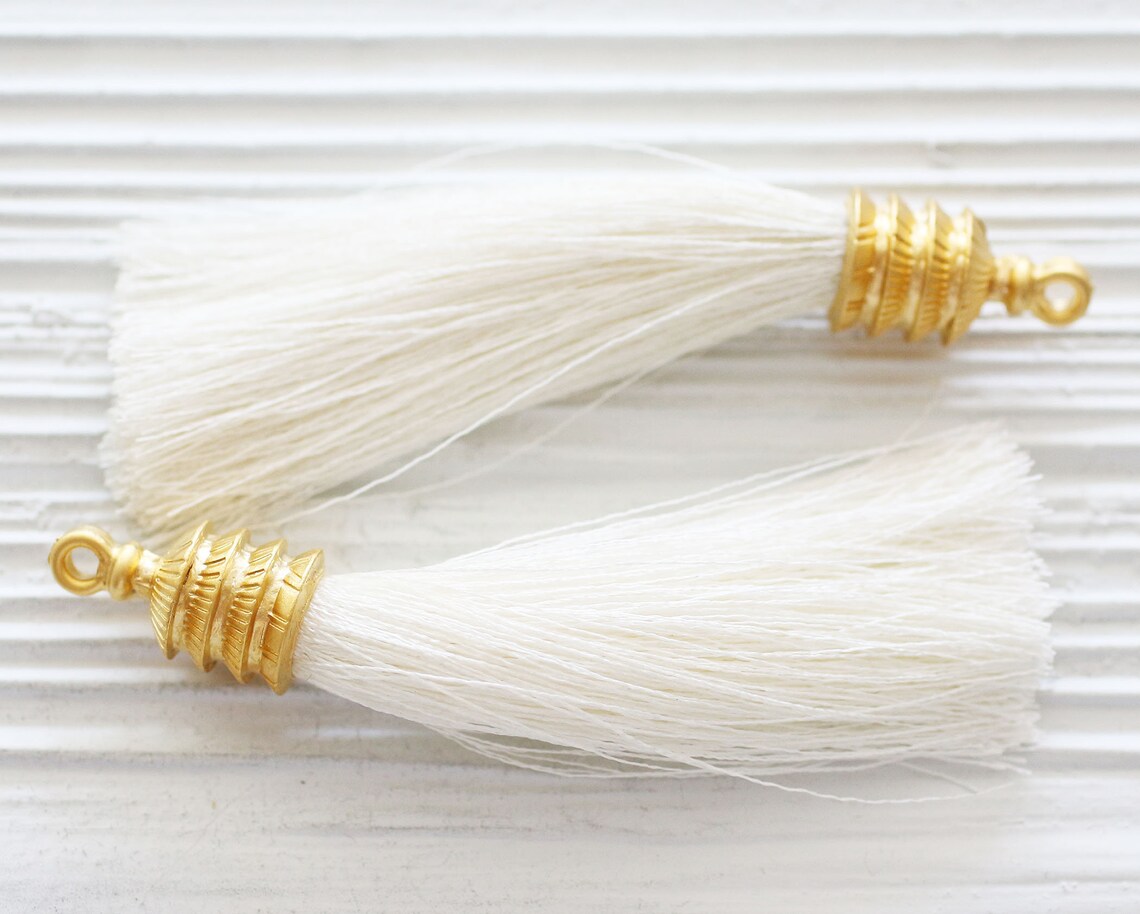 Ivory Silk Tassel Gold Cap Silk Tassel Large Long Tassel - Etsy