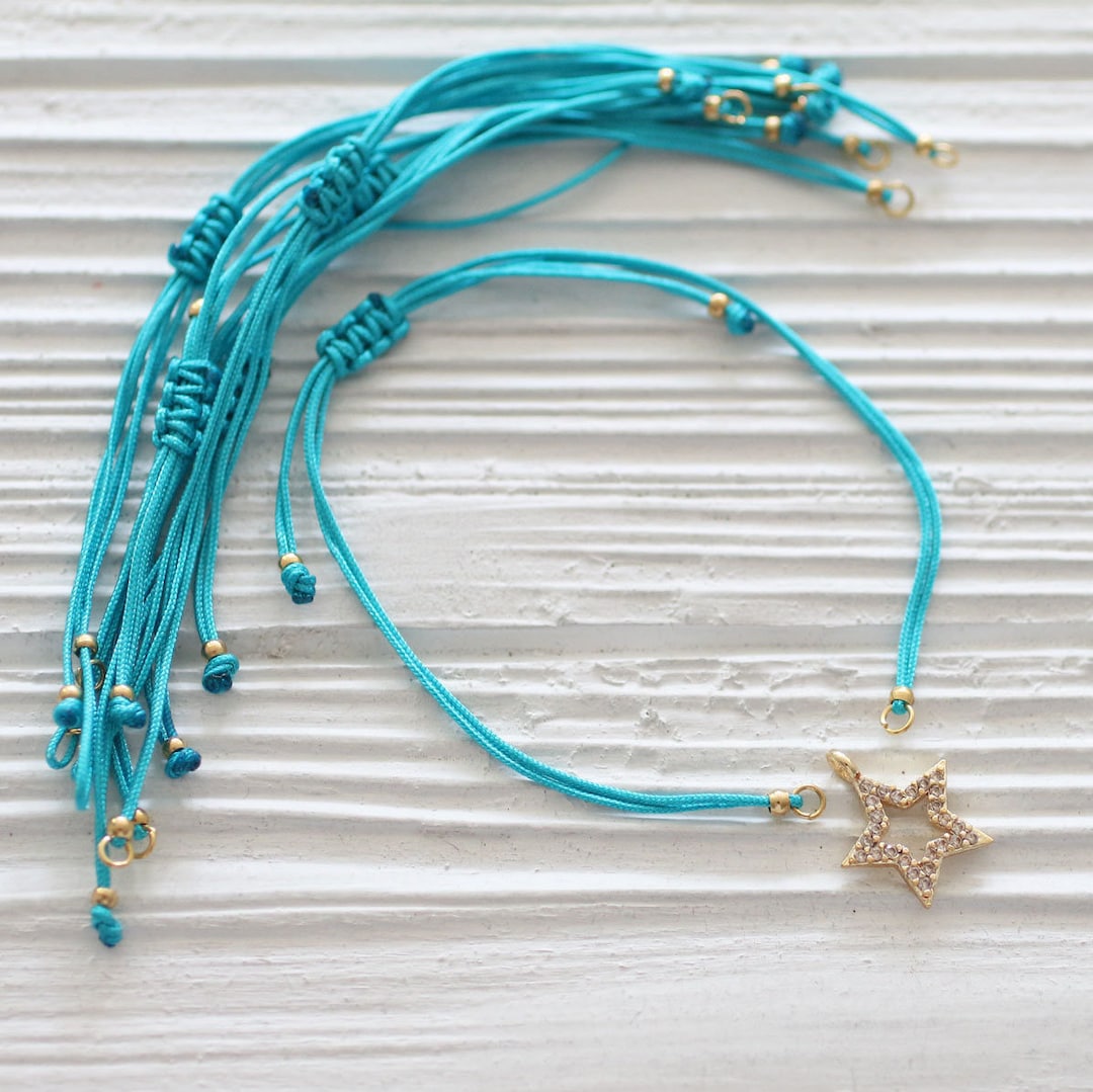 Adjustable Turquoise Blue String Bracelet, DIY Cord Bracelet Blank ...
