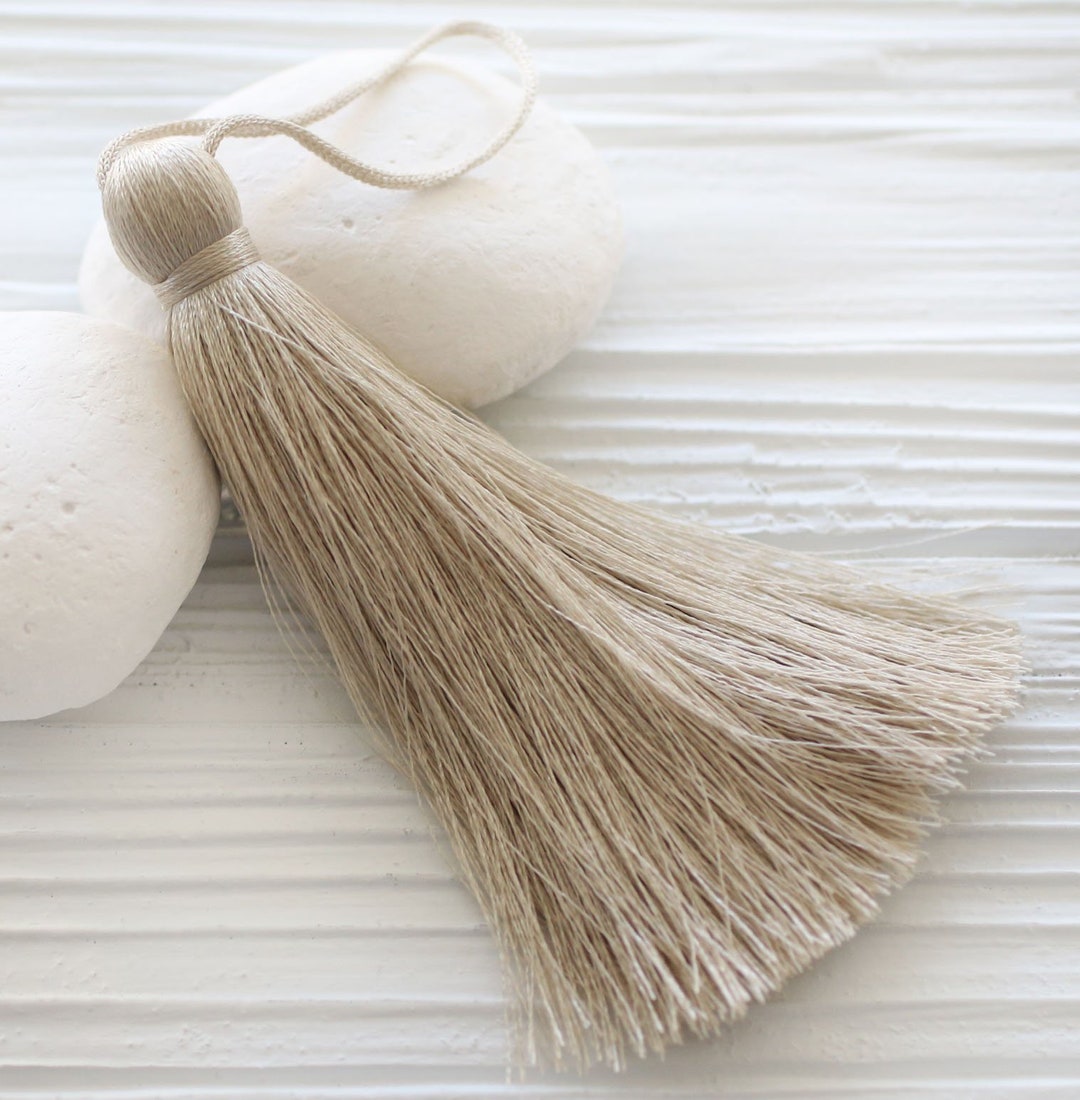 Taupe Brown Tassel, Extra Large Tassels, Tan, Beige, Latte Brown Silk ...