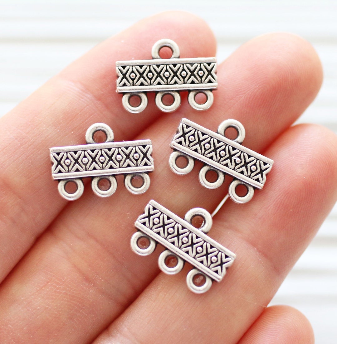 4pc Multi Strand Connector Bar, Silver Earrings Chandelier Charms ...