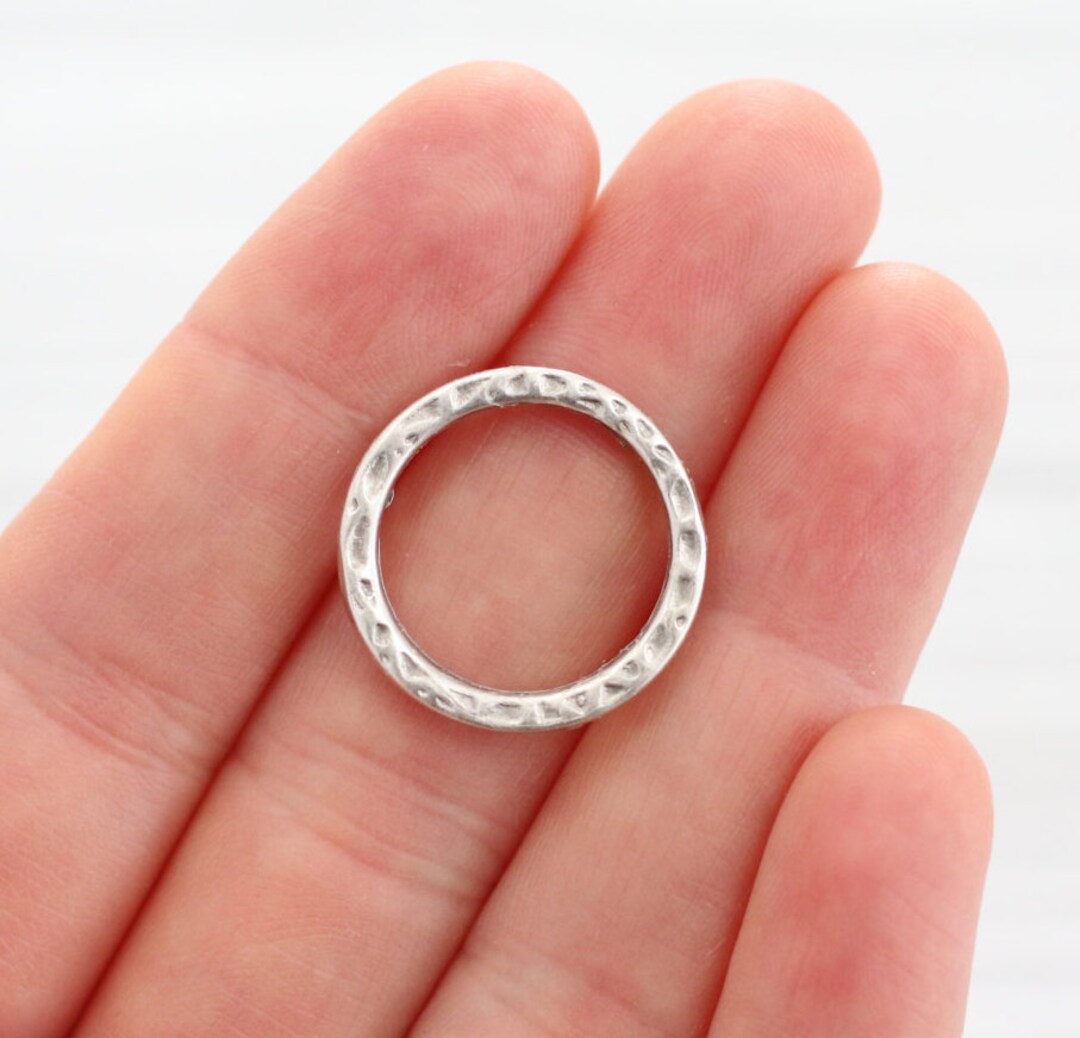 2pc Antique Silver Hammered Ring Connector, Loop Link Connector ...