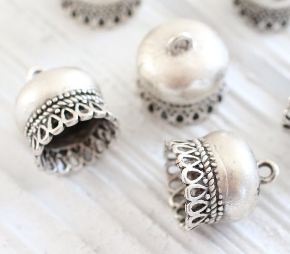 2pc Silver Large Tassel Caps Bead Cones Large Bead Caps - Etsy