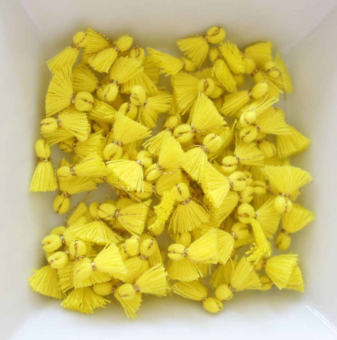 10pc Yellow Tassel Charms Mini, Bracelet Tassel, Bright Yellow Charm ...