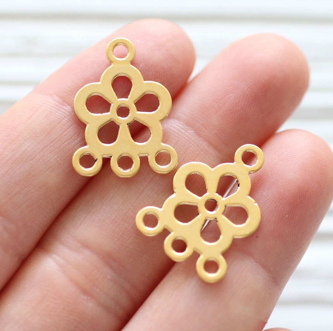 4pc Multi Strand Connector Gold, Filigree Chandelier Earring Charms ...