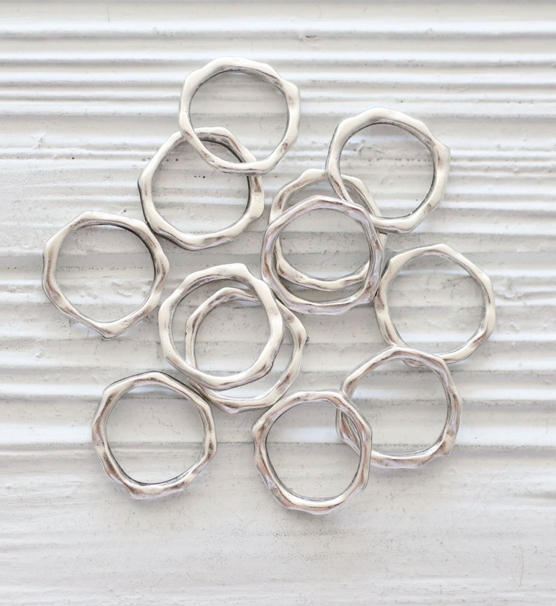 4pc Round Jewelry Links Silver Ring Pendant Connector - Etsy