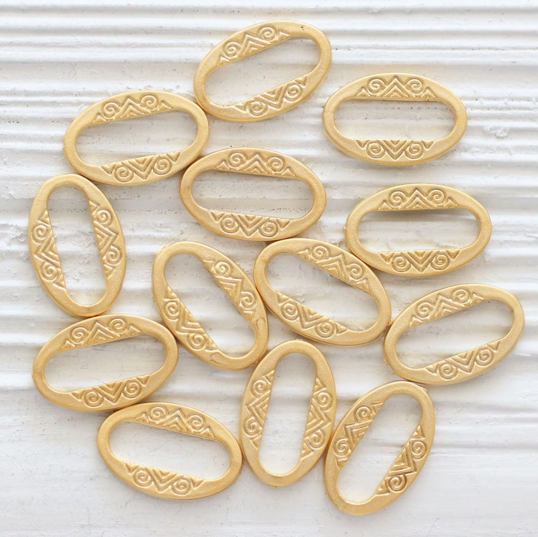 5pc Gold Hammered Oval Ring Connector, Tribal Connector, Link Connector ...