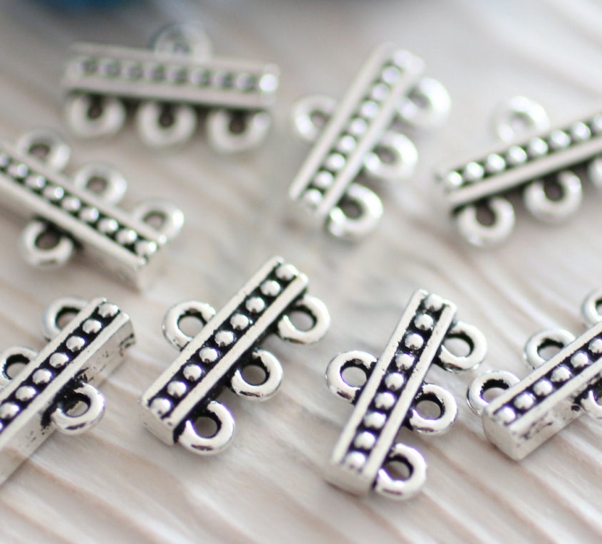 4pc antique silver jewelry connector, multi strand connector ...