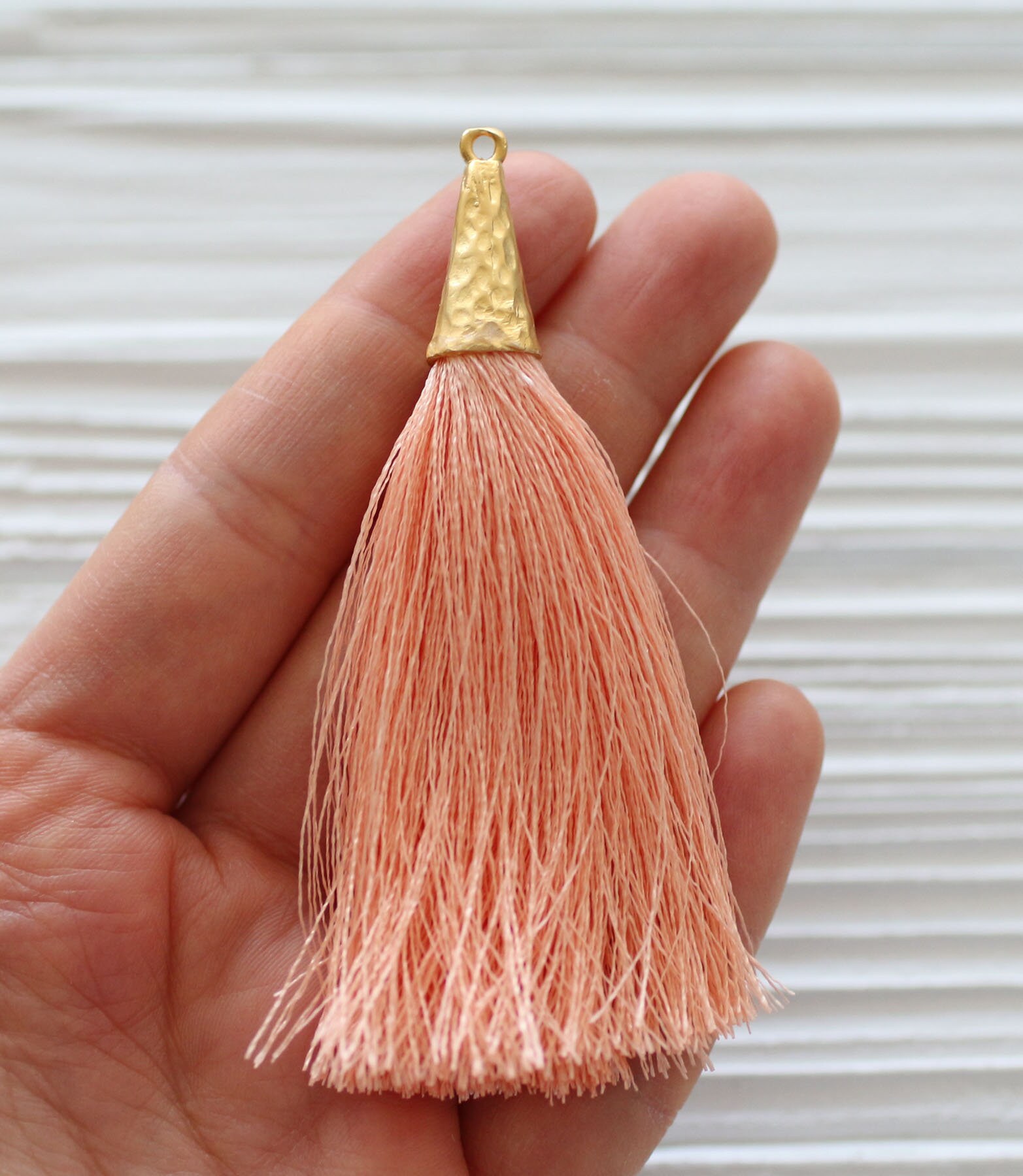 Blush silk tassel, tassel with gold cap, coral, blush pink, peach ...