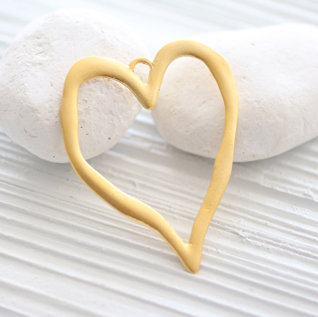 Heart Pendant, Large Gold Heart Pendant, Gold Heart, Valentines Day ...