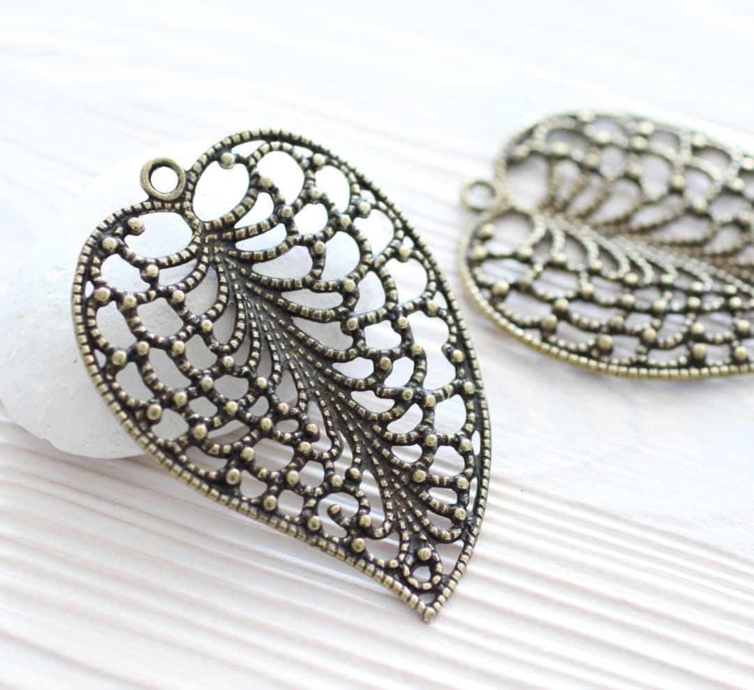 Antique Gold Filigree Leaf Pendant, Filigree Leaf, Filigree Gold Leaf ...