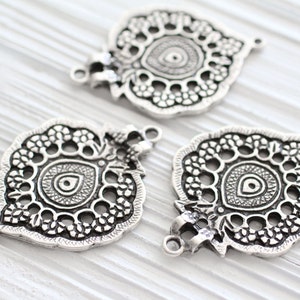 Silver Pendant Connector, Large Rustic Connector, Silver Teardrop ...