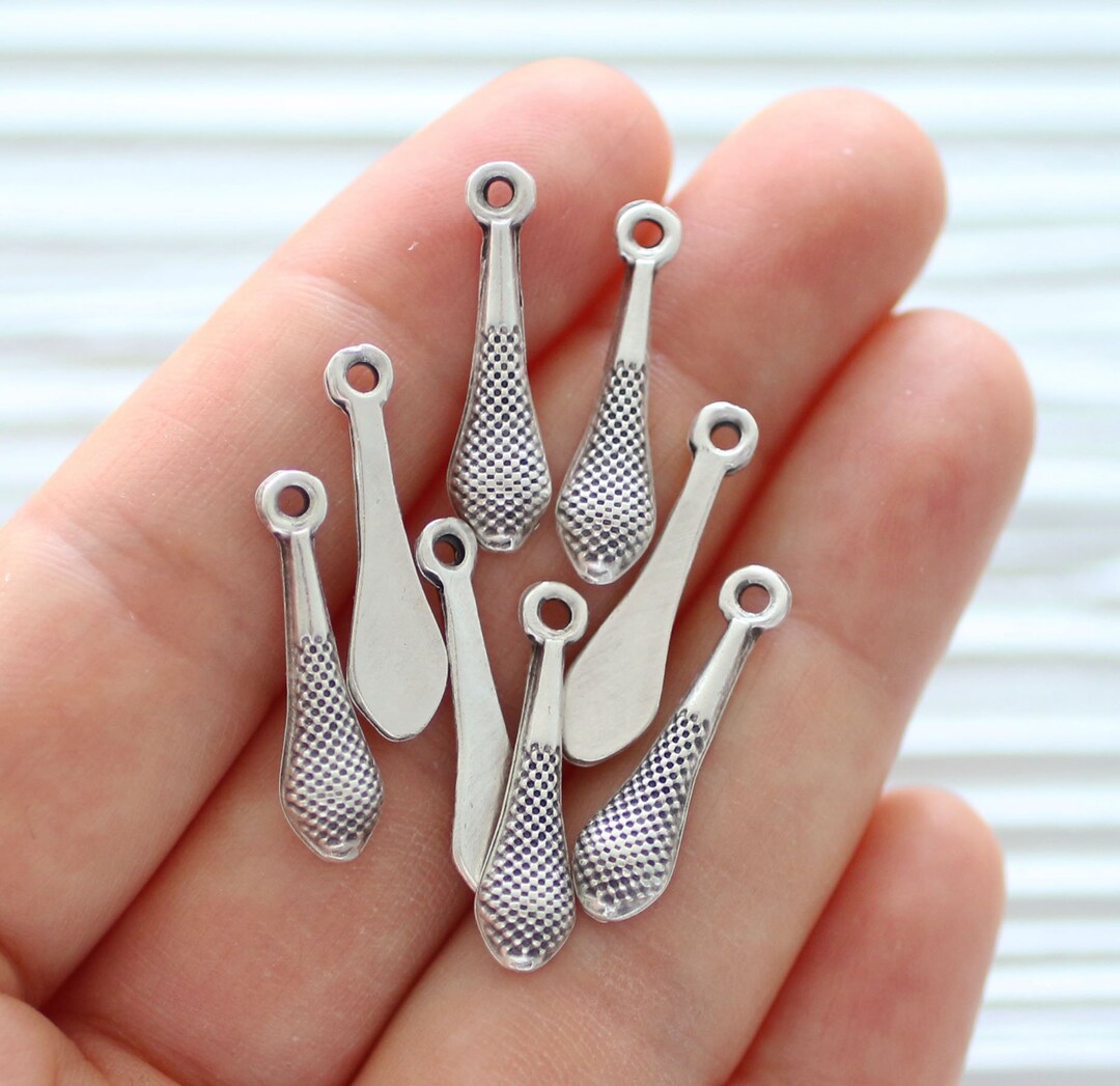 10pc Teardrop Charm Silver, Tear Drop Beads, Tribal Charms Silver ...