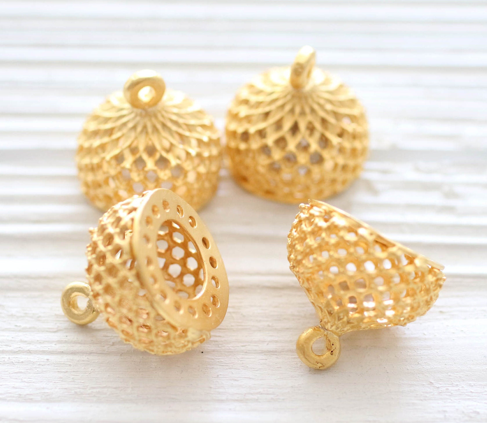 Large gold filigree tassel cap, gold caps for beaded tassels, bead ...