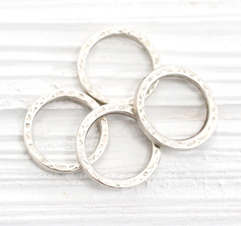 2pc Antique Silver Hammered Ring Connector, Loop Link Connector ...