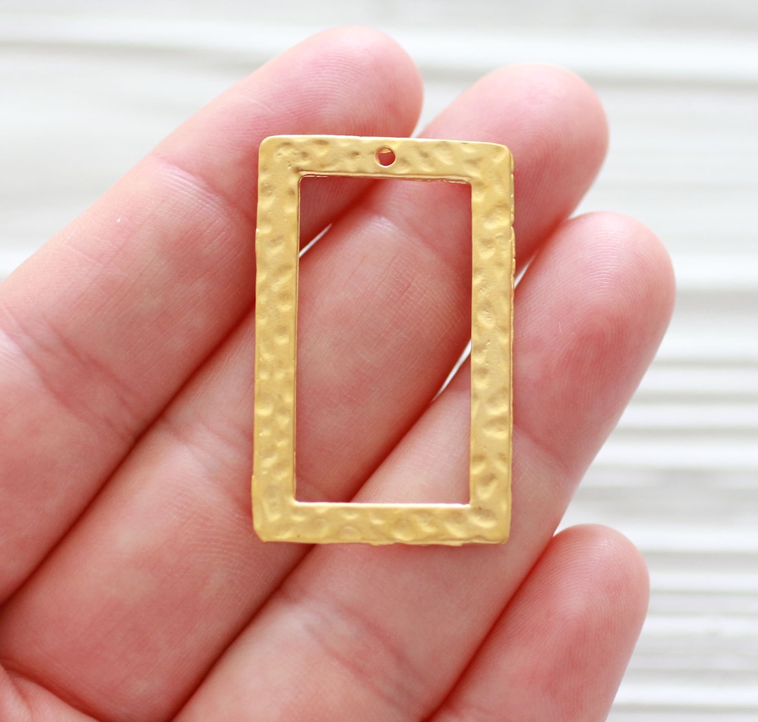 Rectangular Pendant Gold, Hammered Metal Pendant, Large Gold Pendants ...