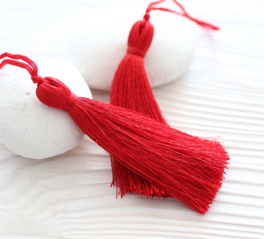 Red silk tassel crimson large tassels tassels for jewelry | Etsy