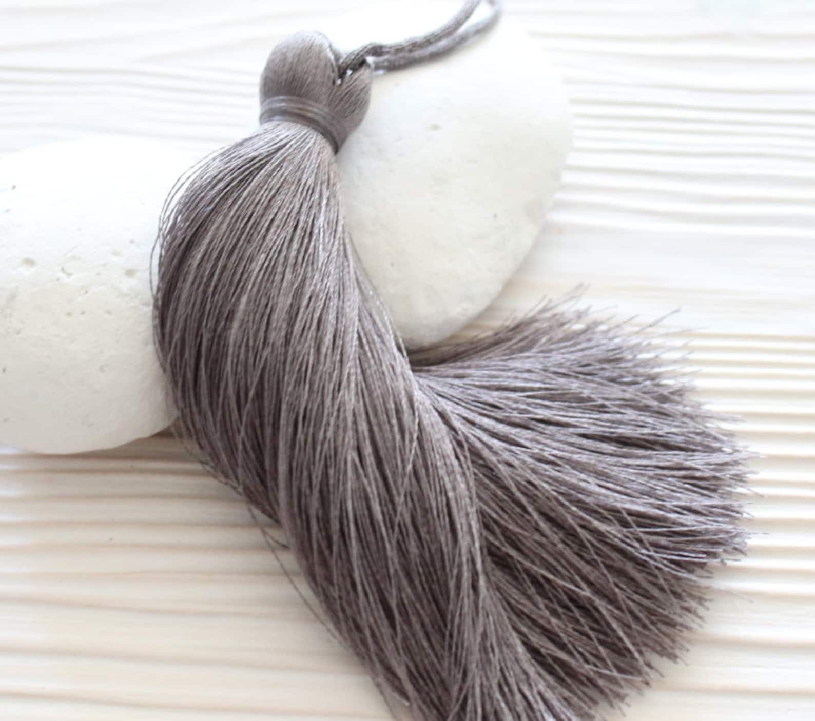 Gray Silk Tassel, Thick Silk Tassel, Extra Large Silk Tassel, Jewelry ...