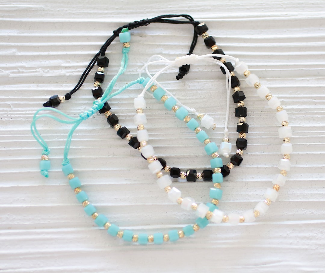 Turquoise String Bracelet With Beads, Adjustable DIY String Bracelet ...