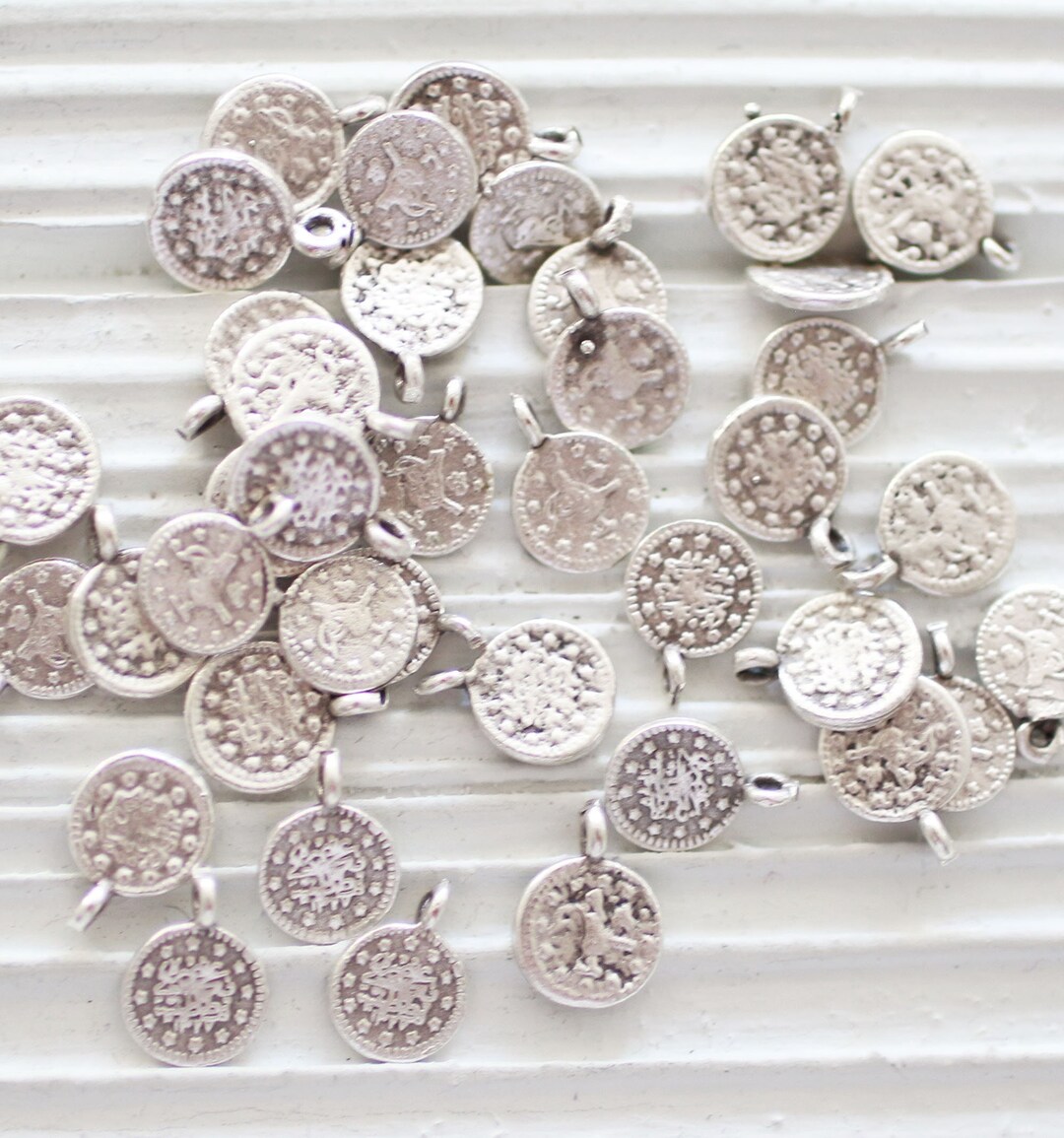 10pc Silver Coins, Disc Charms, Metal Coins, Coin Charms, Silver Beads ...