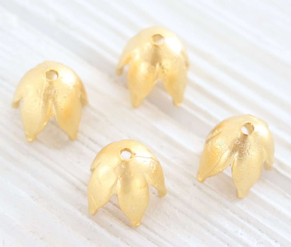 2pc Large Gold Bead Caps Tulip Flower Tassel Cap Matte | Etsy