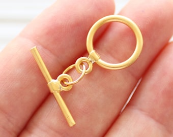 Toggle Clasps Gold, T Bar Ring, Large 24K Gold Plated Jewelry Clasp ...