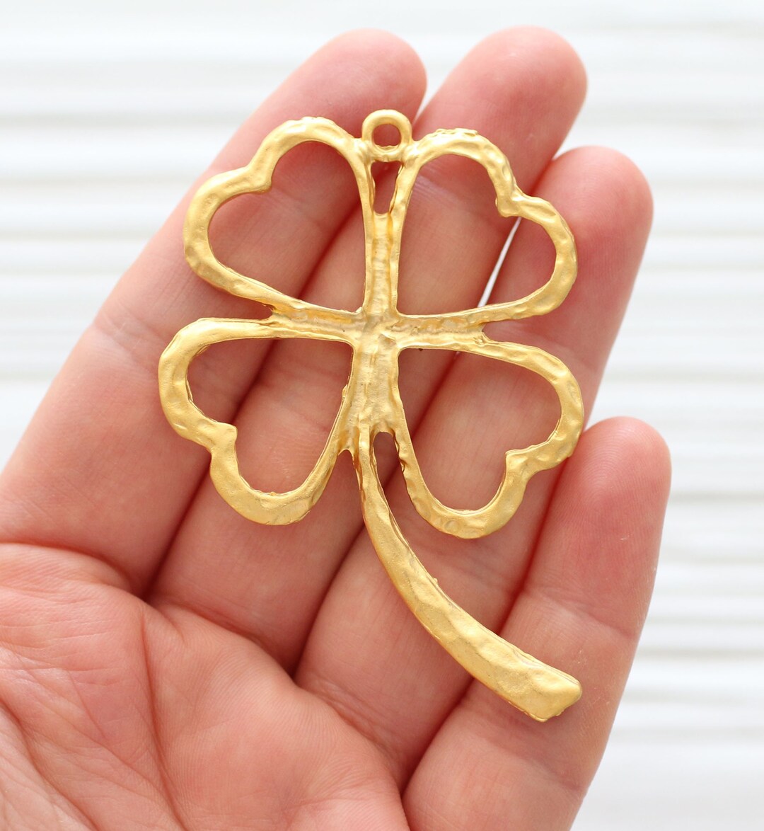 Large Clover Pendant Gold, Four Leaf Clover Pendant, 4 Leaf Clover ...