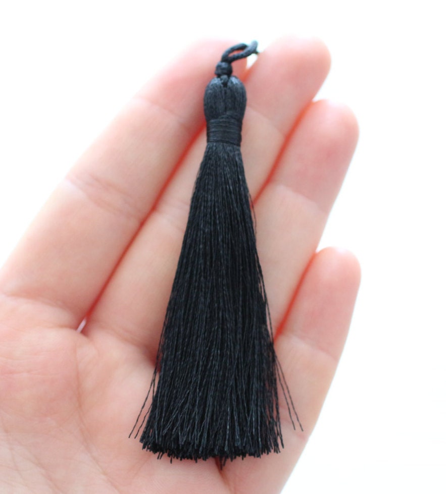 Black silk tassel, thick tassel, large tassels, silk tassel, jewelry ...