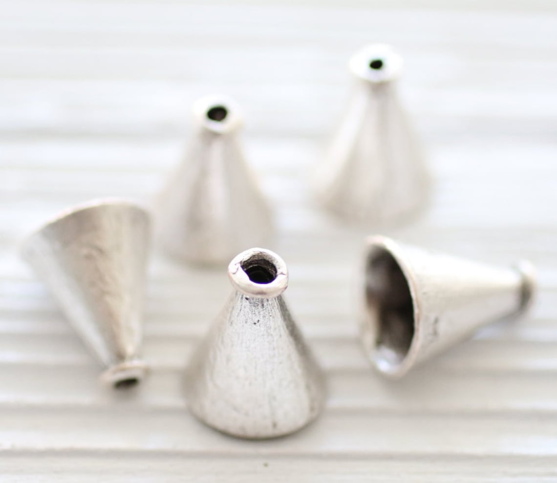 2pc Large Silver Bead Cones End Caps Silver Tassel Cap - Etsy