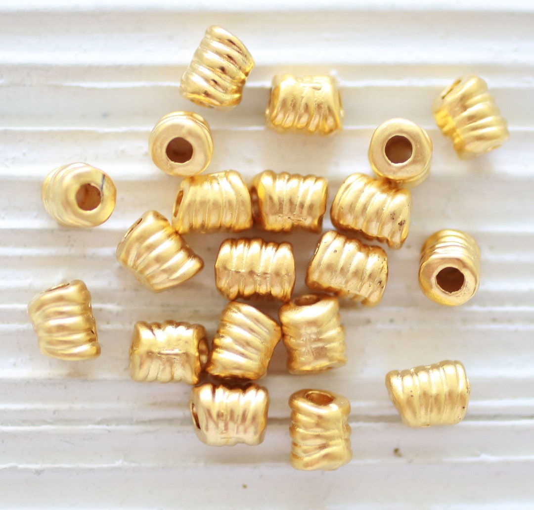 10pc Matte Gold Tube Beads, Heishi Beads, Gold Rondelle, Heishi Gold ...