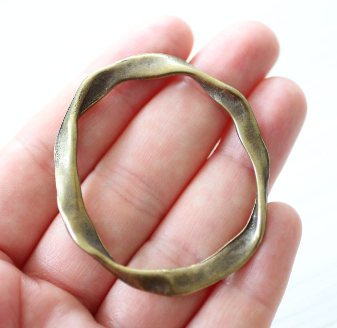 2pc Large Antique Gold Ring Pendant, Metal Ring Connectors, Hoops ...