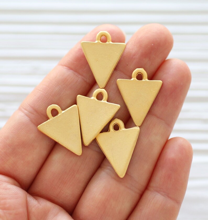 5pc Gold Triangle Charm, Earring Charms, Just Dangles, Metal Charms ...