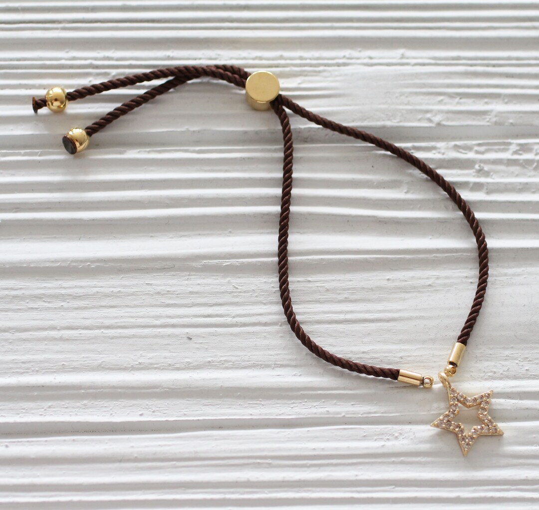 Adjustable Brown Cord Bracelet, DIY String Bracelet Blank, Semi-ready ...