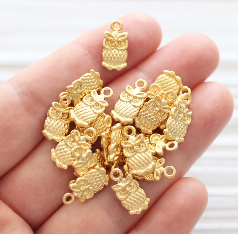 10pc Gold Owl Charm Earrings Pendant Charms Owl Dangle - Etsy