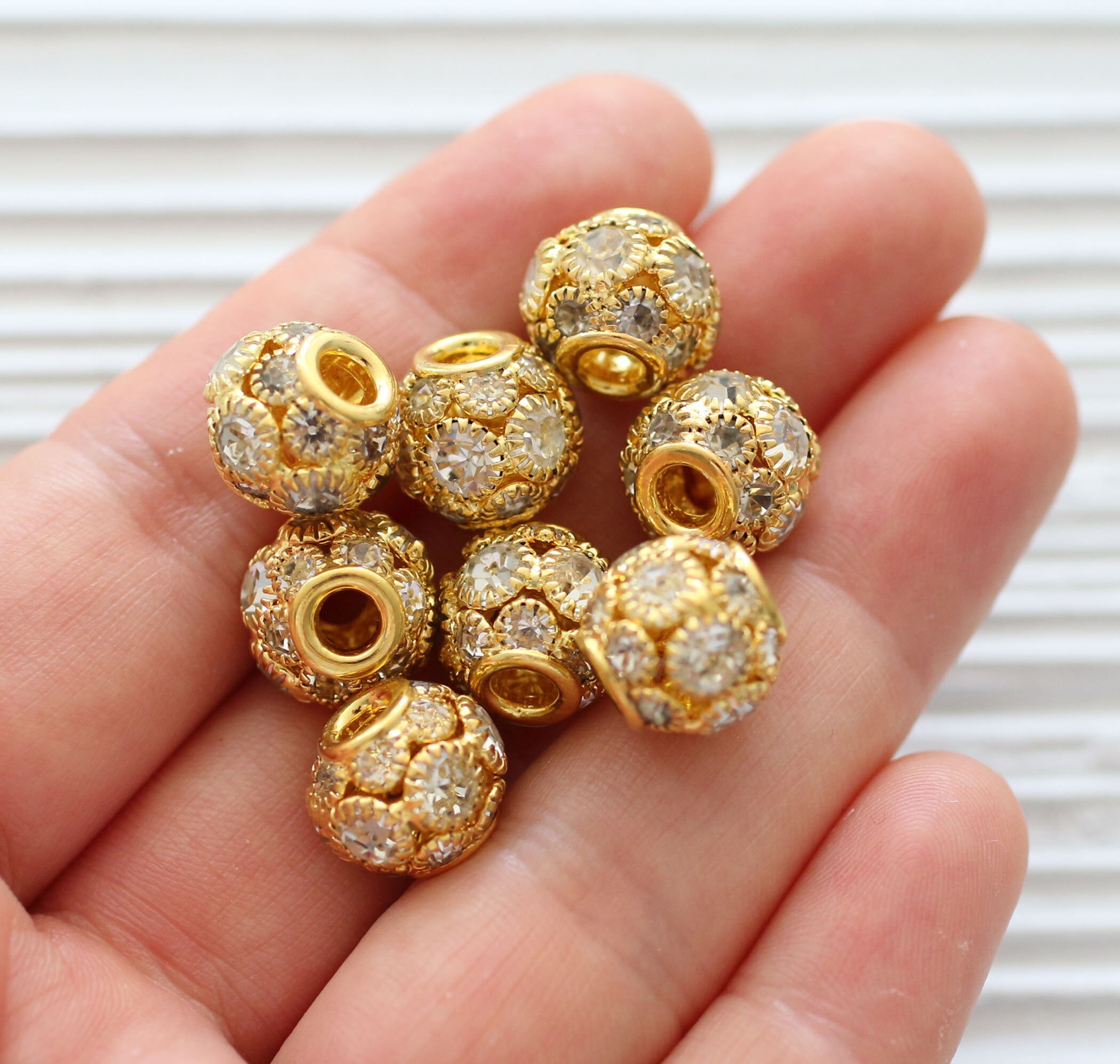 14mm pave bead, rhinestone ball bead, rhinestone rondelle, rhinestone ...