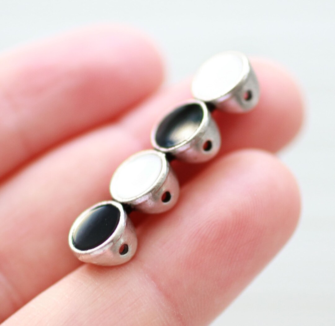 Multi Strand Connector Bar, Black and White, Silver Necklace Connector ...