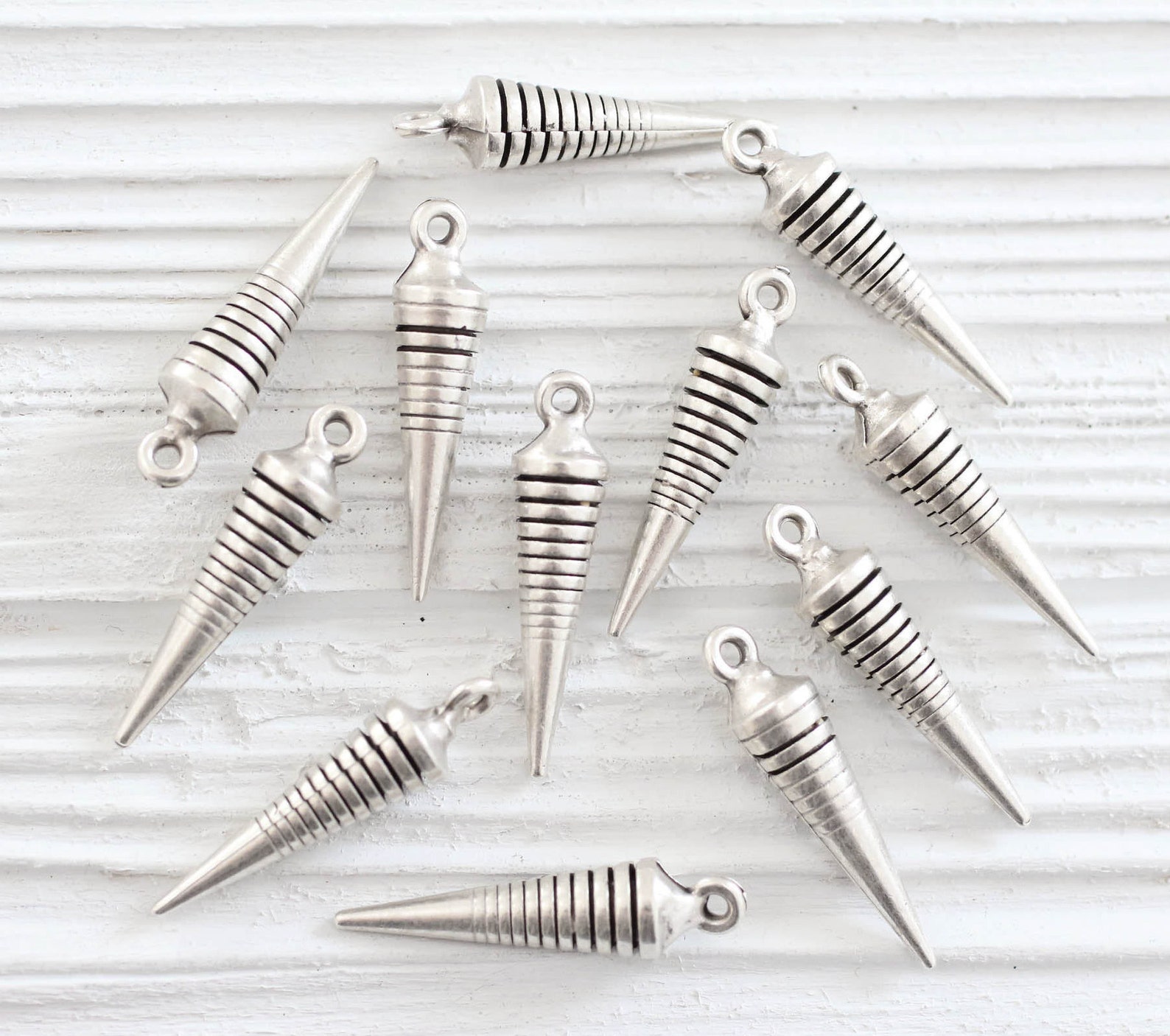 5pc Silver Spike Charms Silver Spike Metal Spike Beads - Etsy