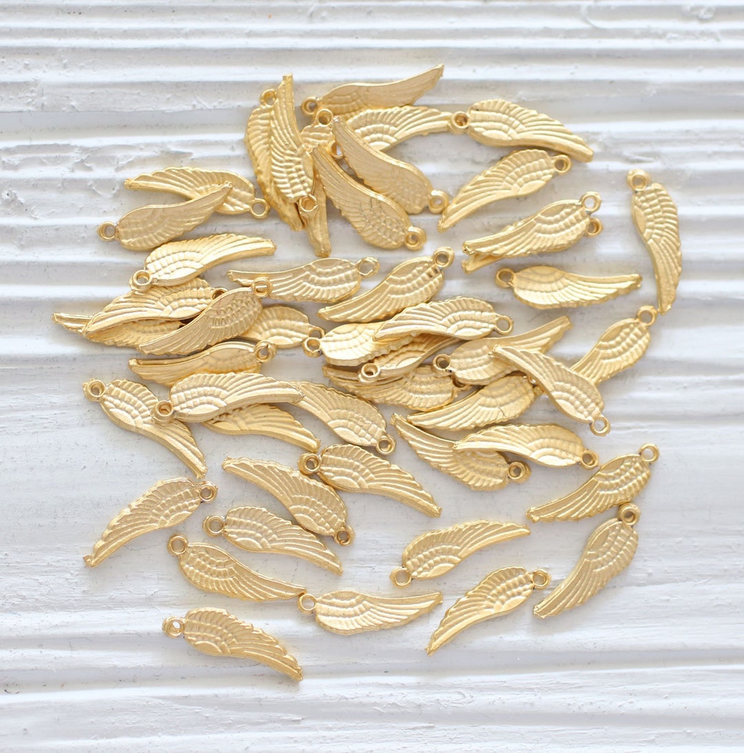 10pc Angel Wings Charm, Wing Charm, Wings, Wings Charm Gold, Earrings ...